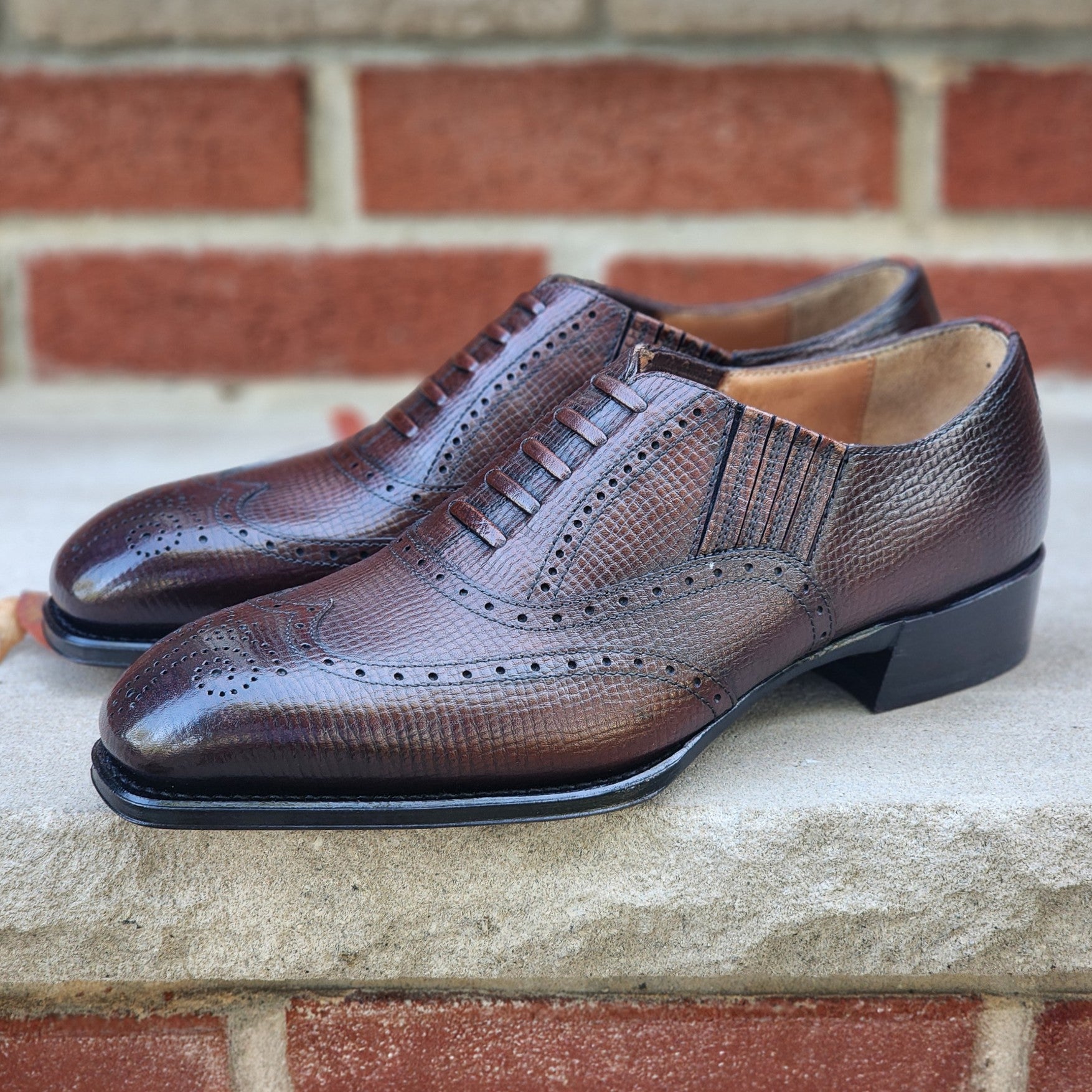 CNES - Full Brogue Lazyman - Dark Brown Hatch Grain - US 7 – The Shoe Snob